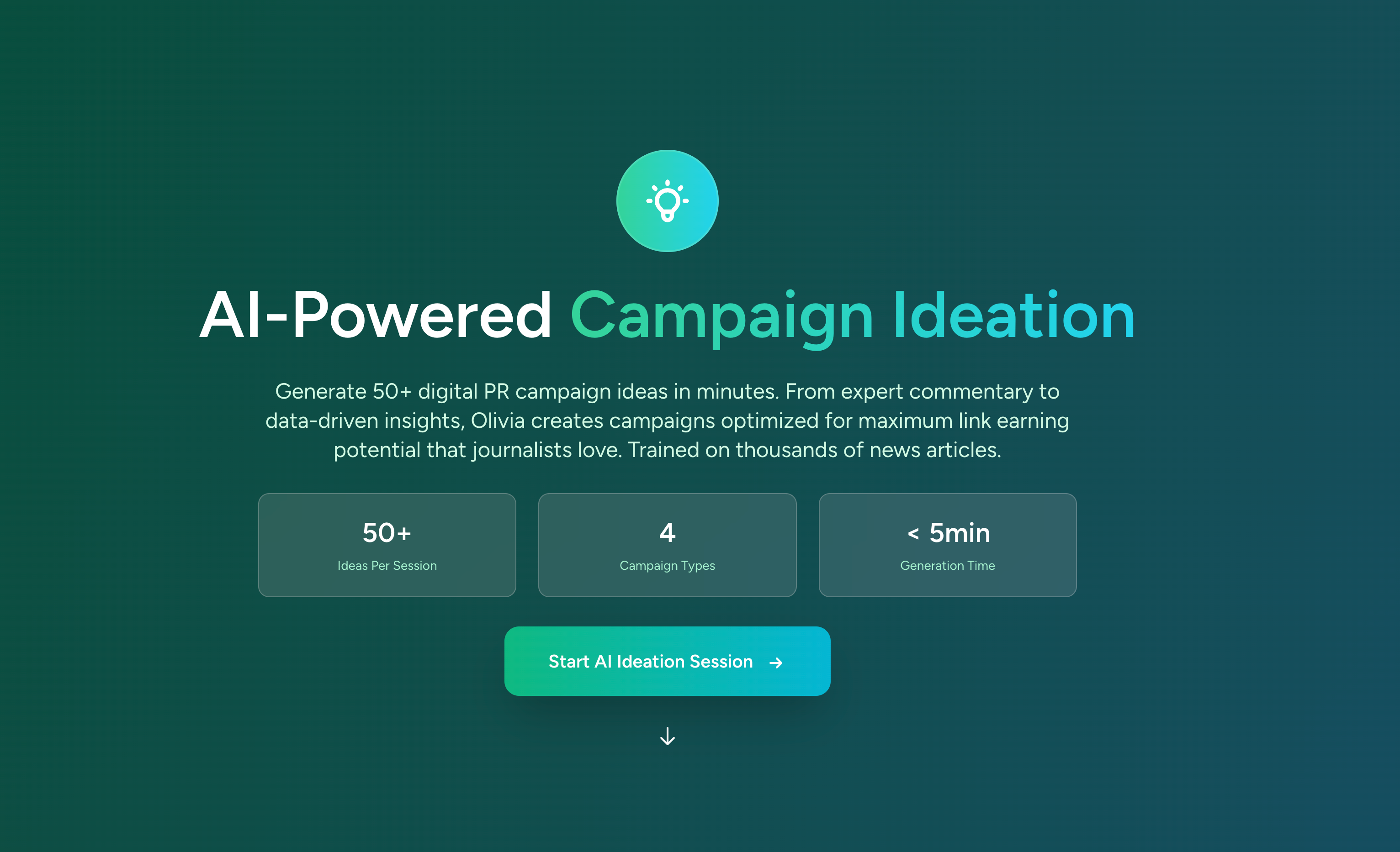AI-Powered PR Ideation | Olivia Brown AI - Generate Winning Campaign Ideas